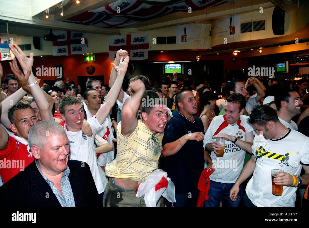 Young English football fans drinking and behaving badly in West end ...