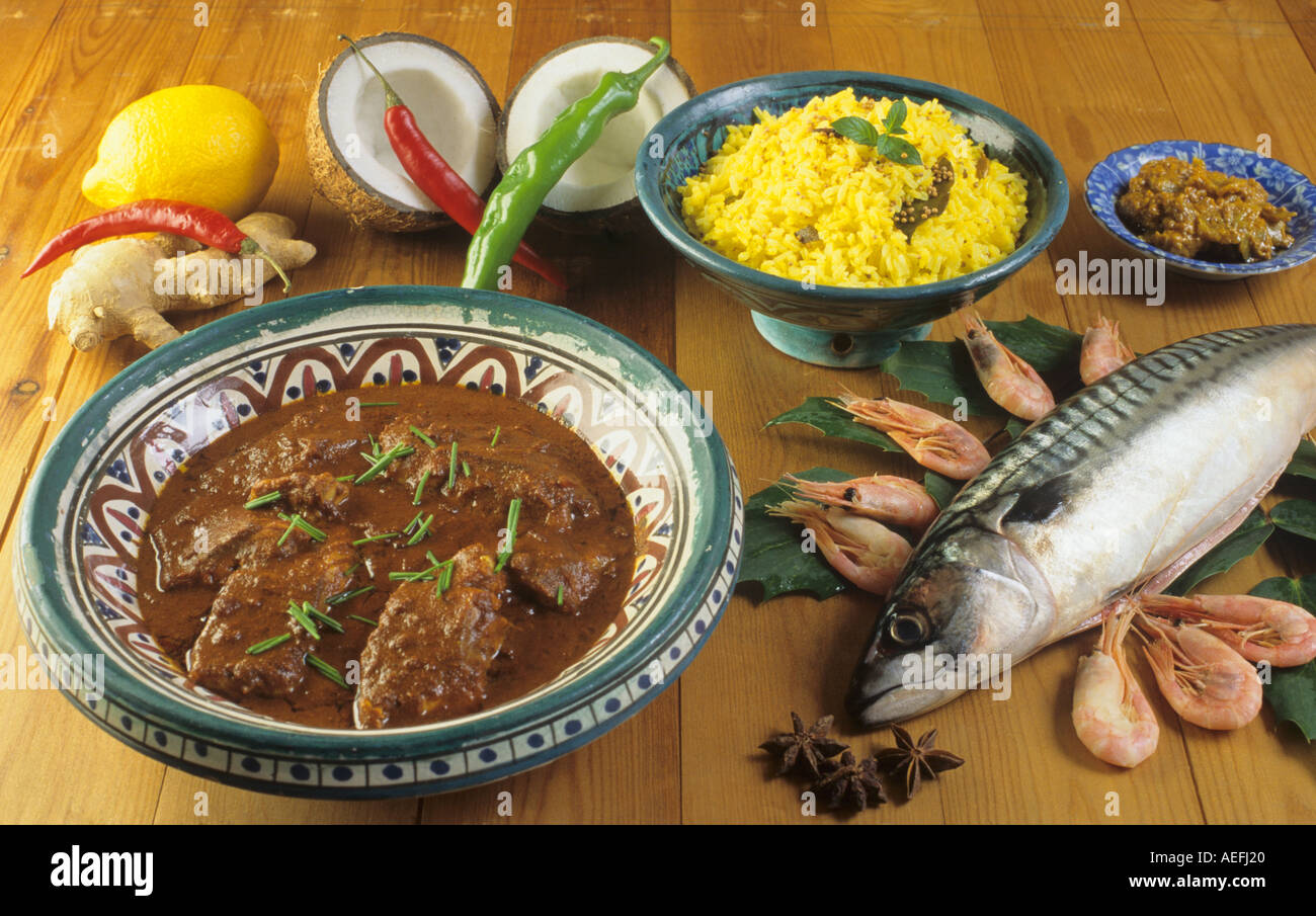 Fish curry and rice Goa India Stock Photo - Alamy