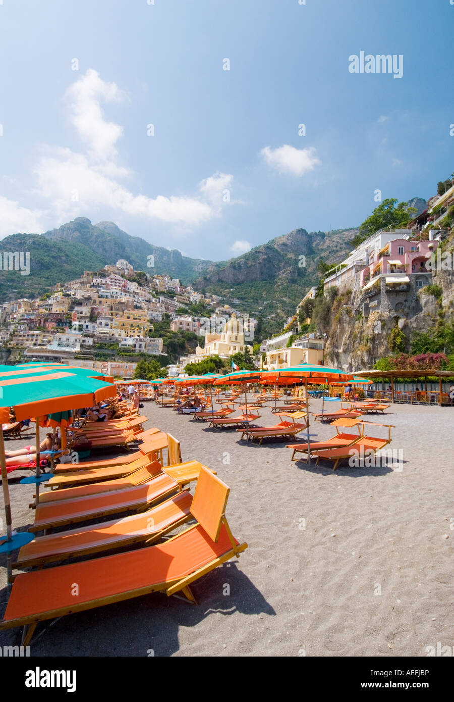 Beach club Positano Campania Italy Stock Photo - Alamy
