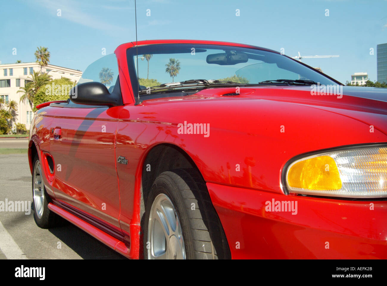 Red Mustang convertible car Stock Photo - Alamy