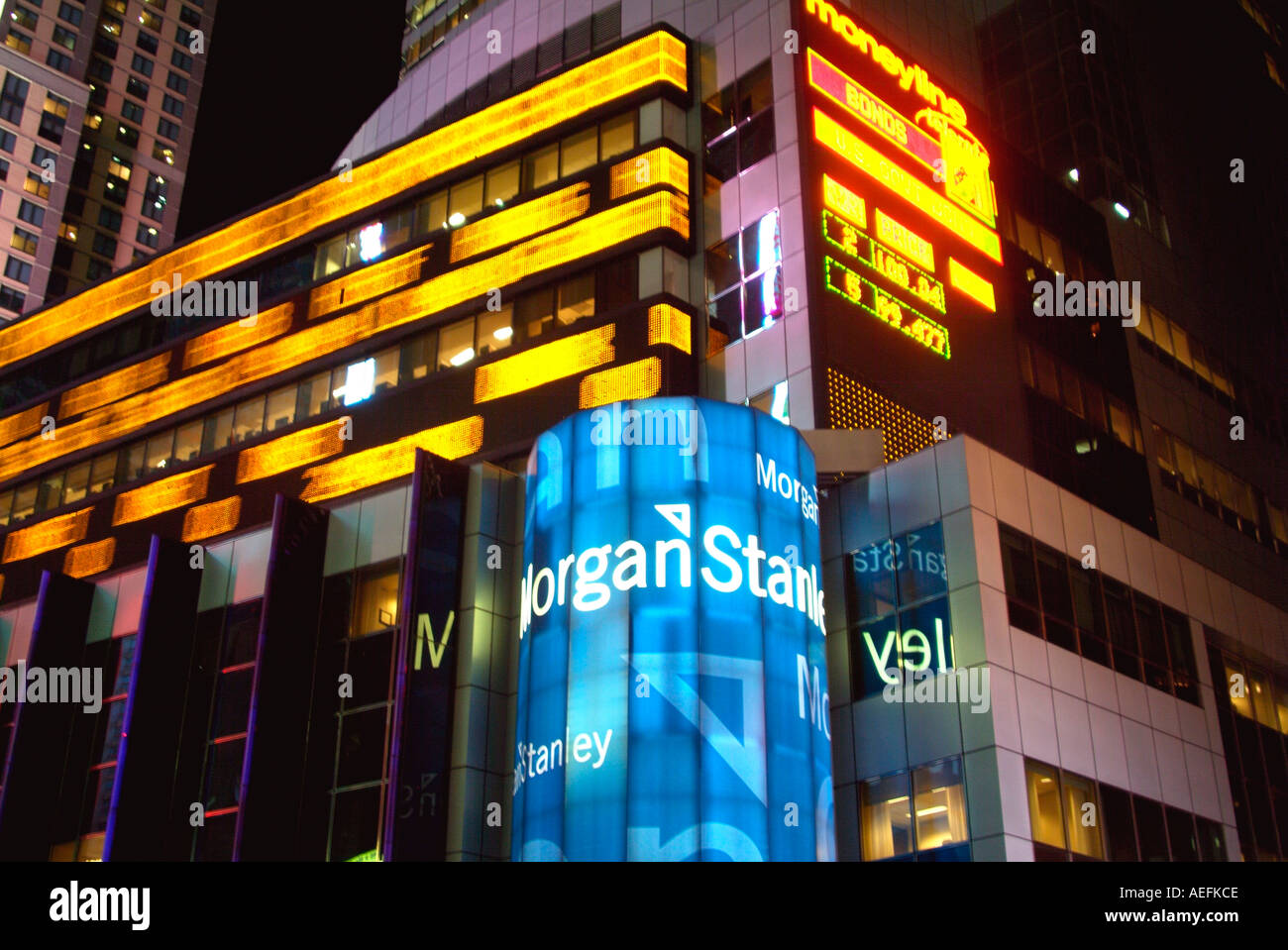 New York City Neon Morgan Stanley sign Stock Photo - Alamy