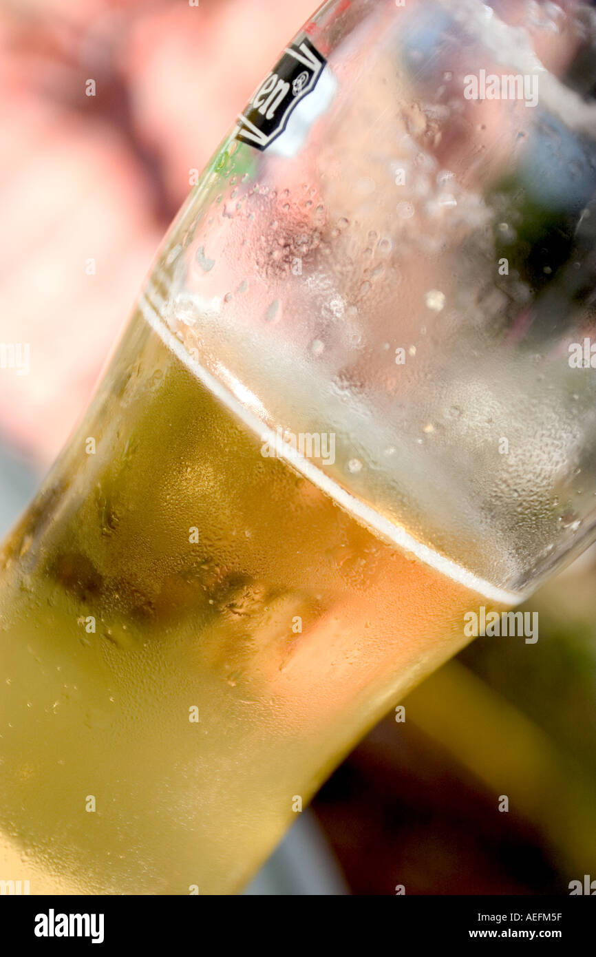 glass of draft beer on a table in a bar terrace Stock Photo - Alamy
