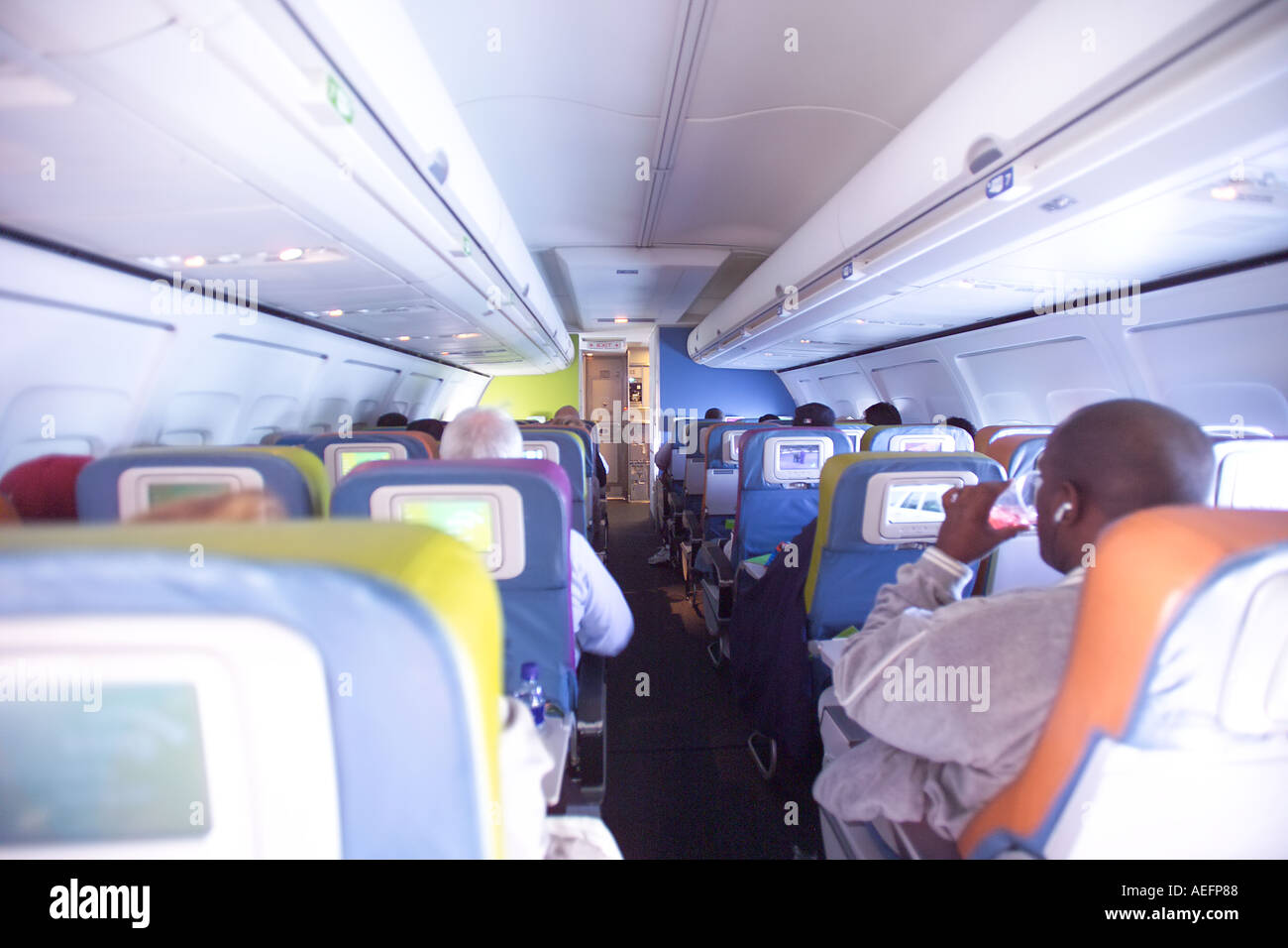 Inside of an airplane Stock Photo - Alamy