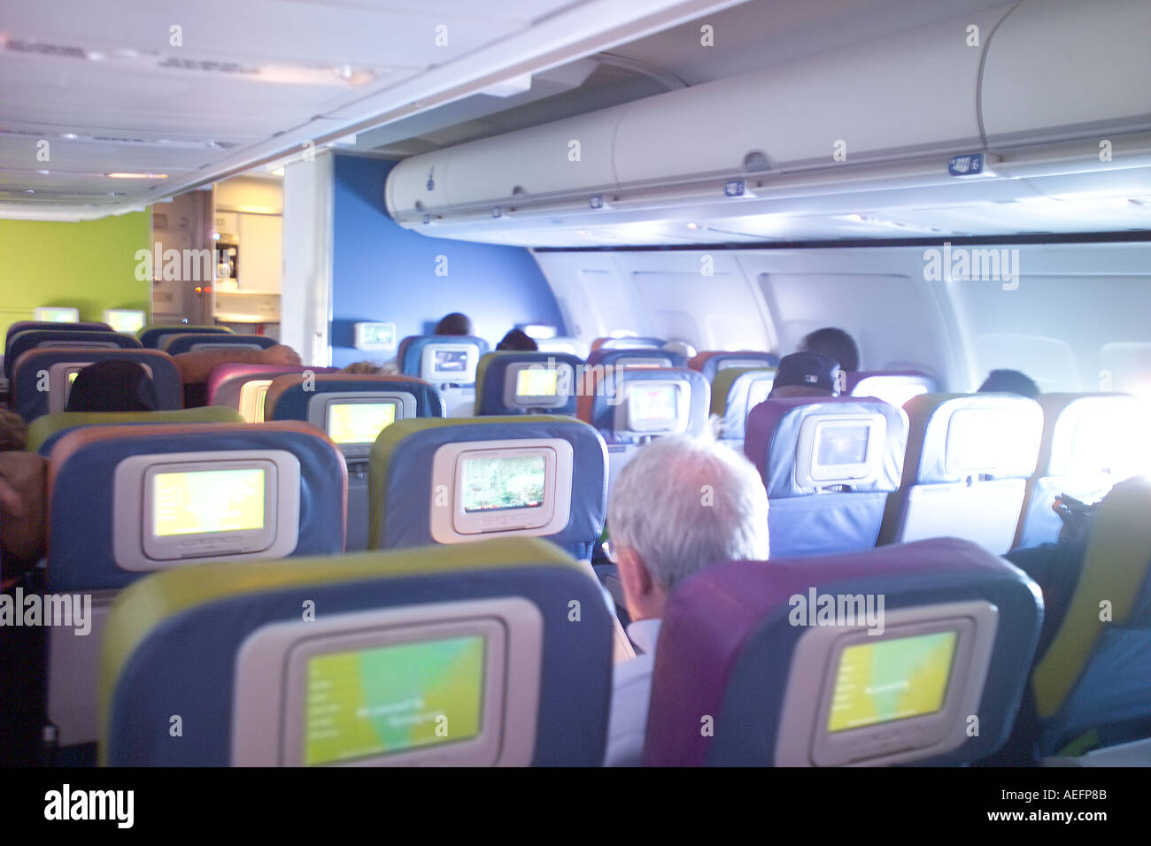 Inside of an airplane Stock Photo - Alamy