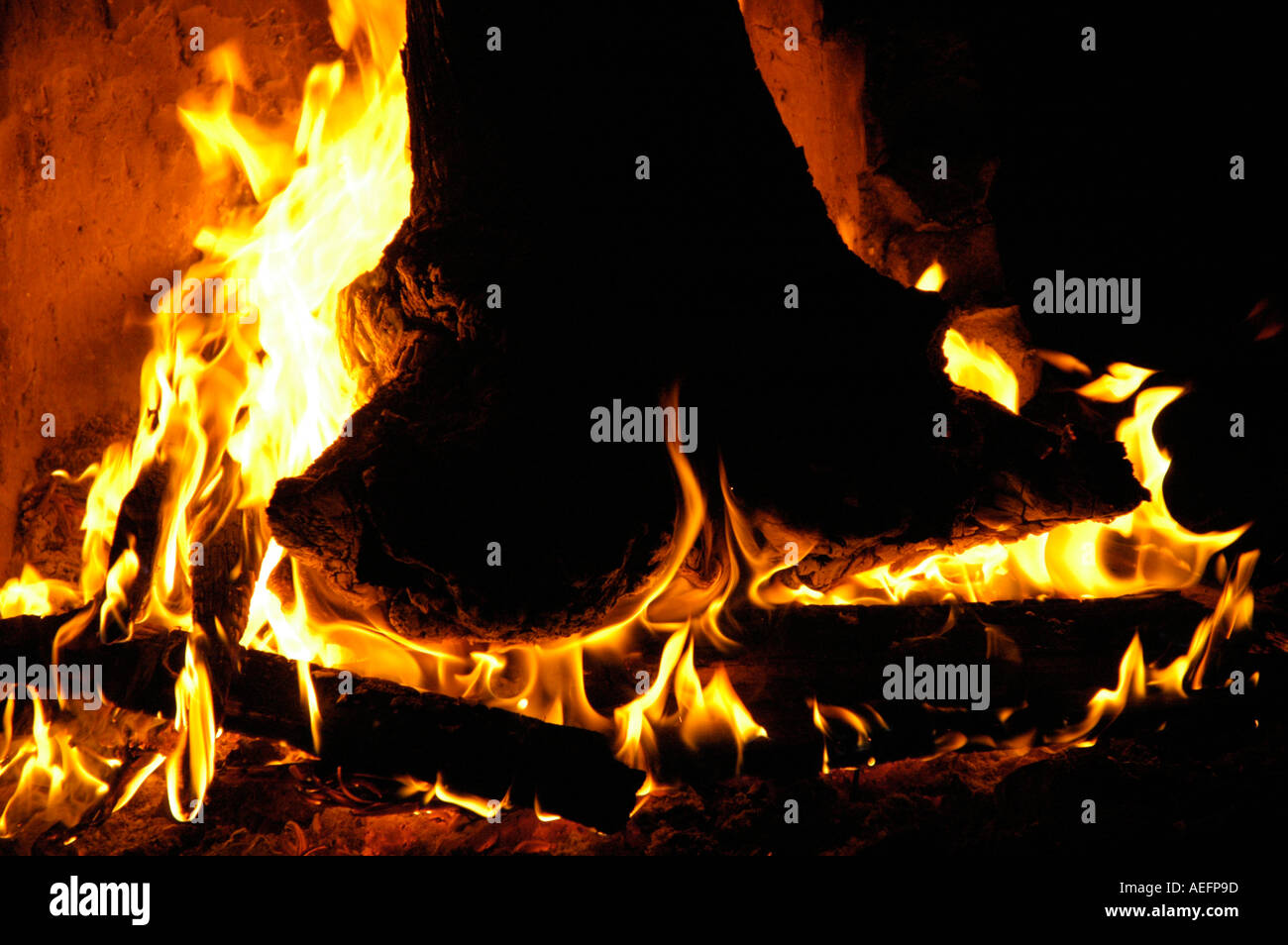 Huge burning bonfire with logs embers and tall flames Stock Photo - Alamy