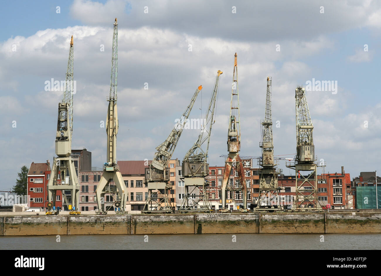 Cranes by the waterfront at Antwerp, Belgium Stock Photo - Alamy