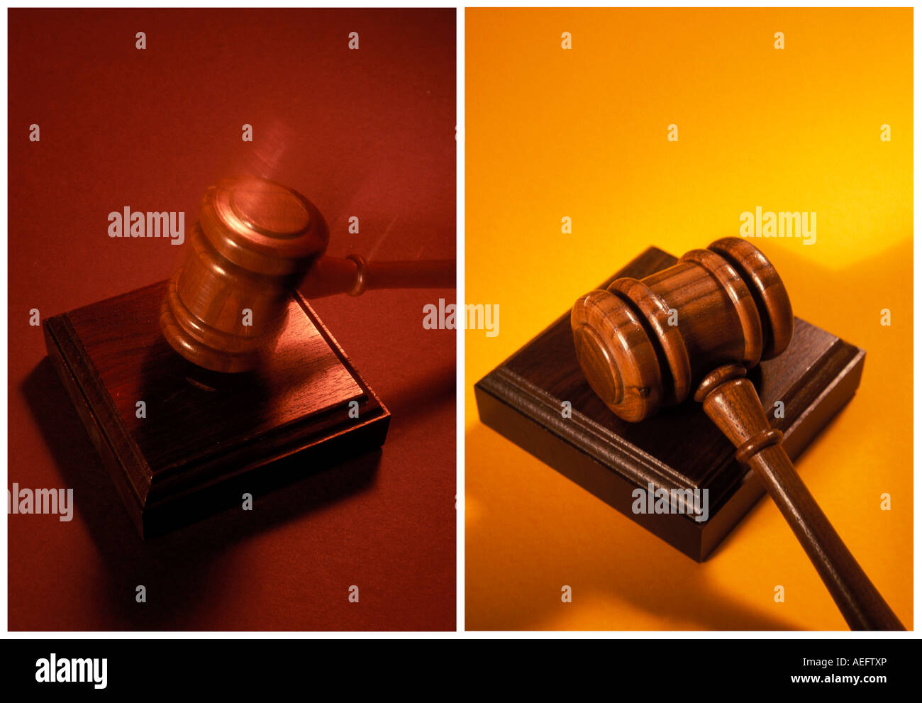 Before and after Gavel Judge hammer hitting Stock Photo - Alamy