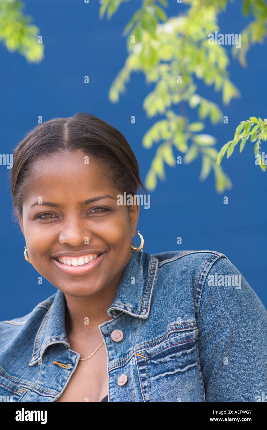 African woman smiling outdoors Stock Photo - Alamy