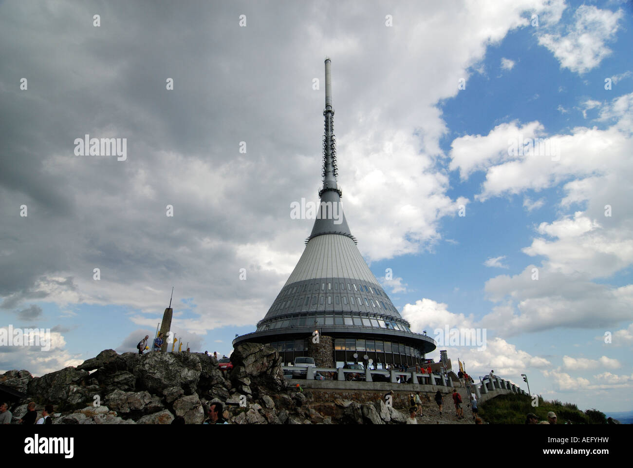 Telecommunication tower and hotel Jested, Mountain Northern Bohemia ...