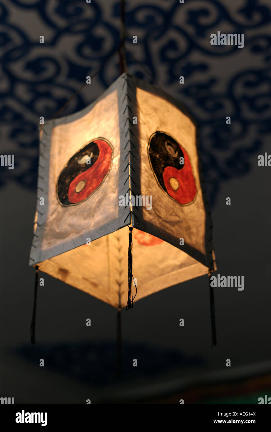 Latern with Ying and Yang symbol Stock Photo - Alamy