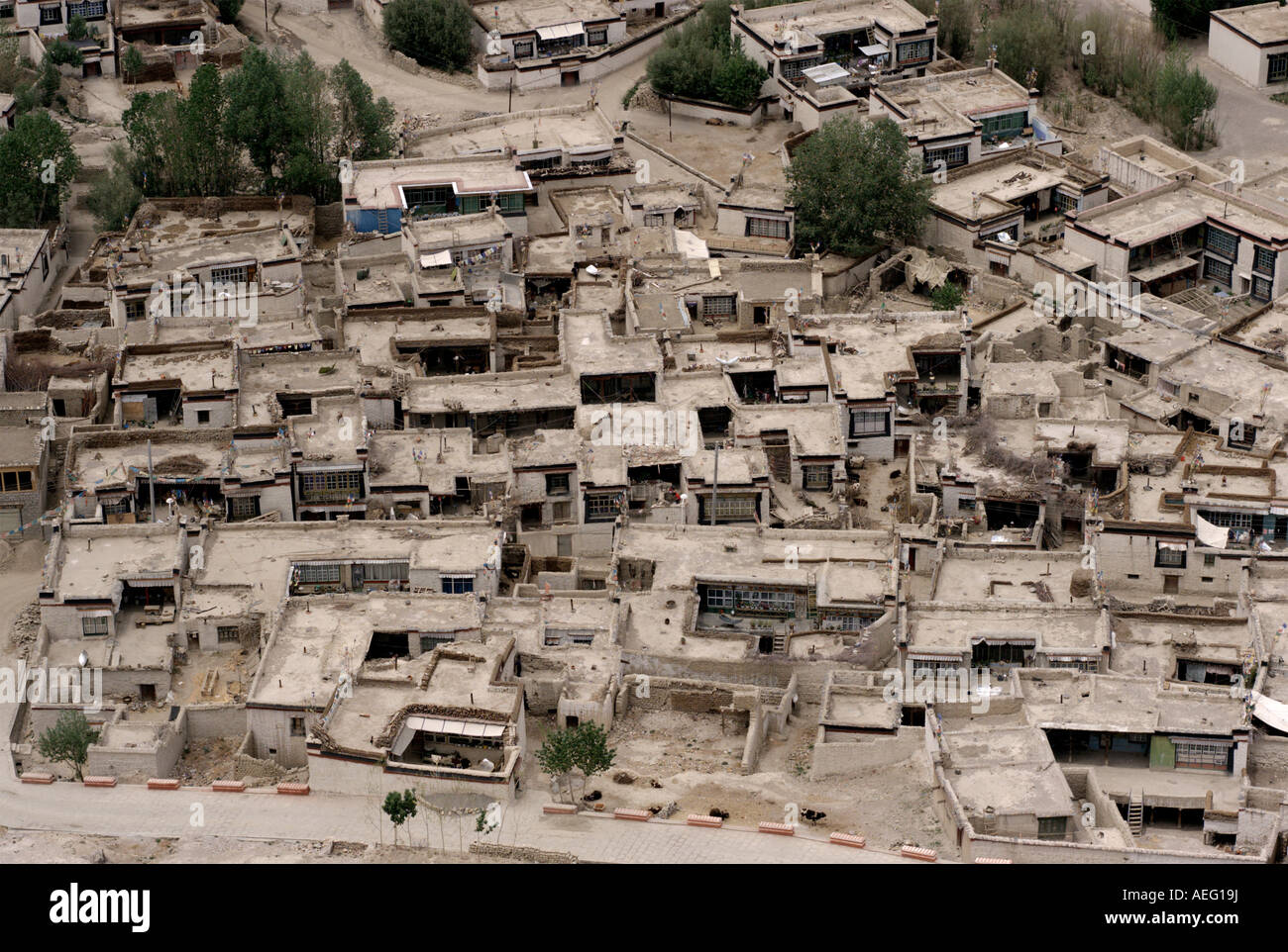 High view across Gyantse streets Stock Photo - Alamy