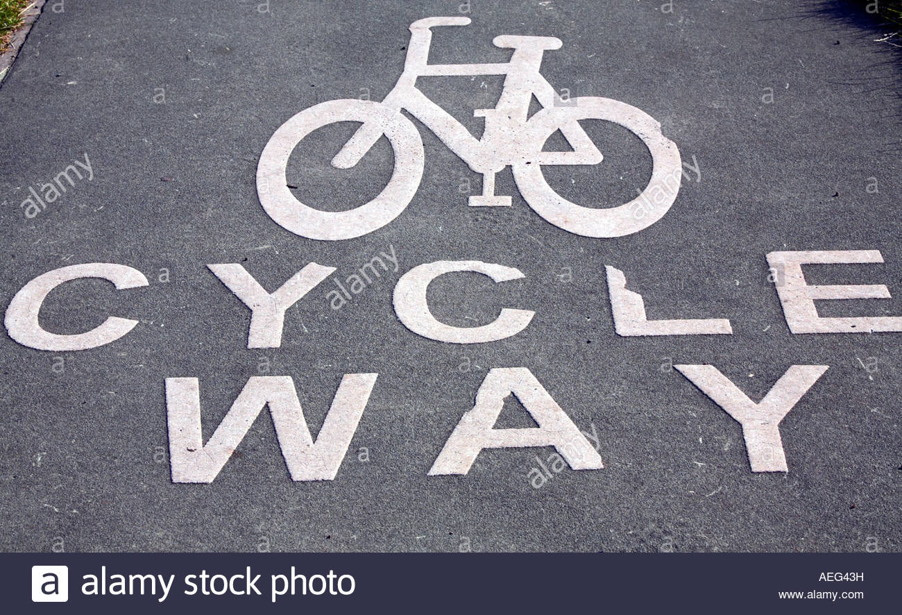 Cycle way road markings hi-res stock photography and images - Alamy
