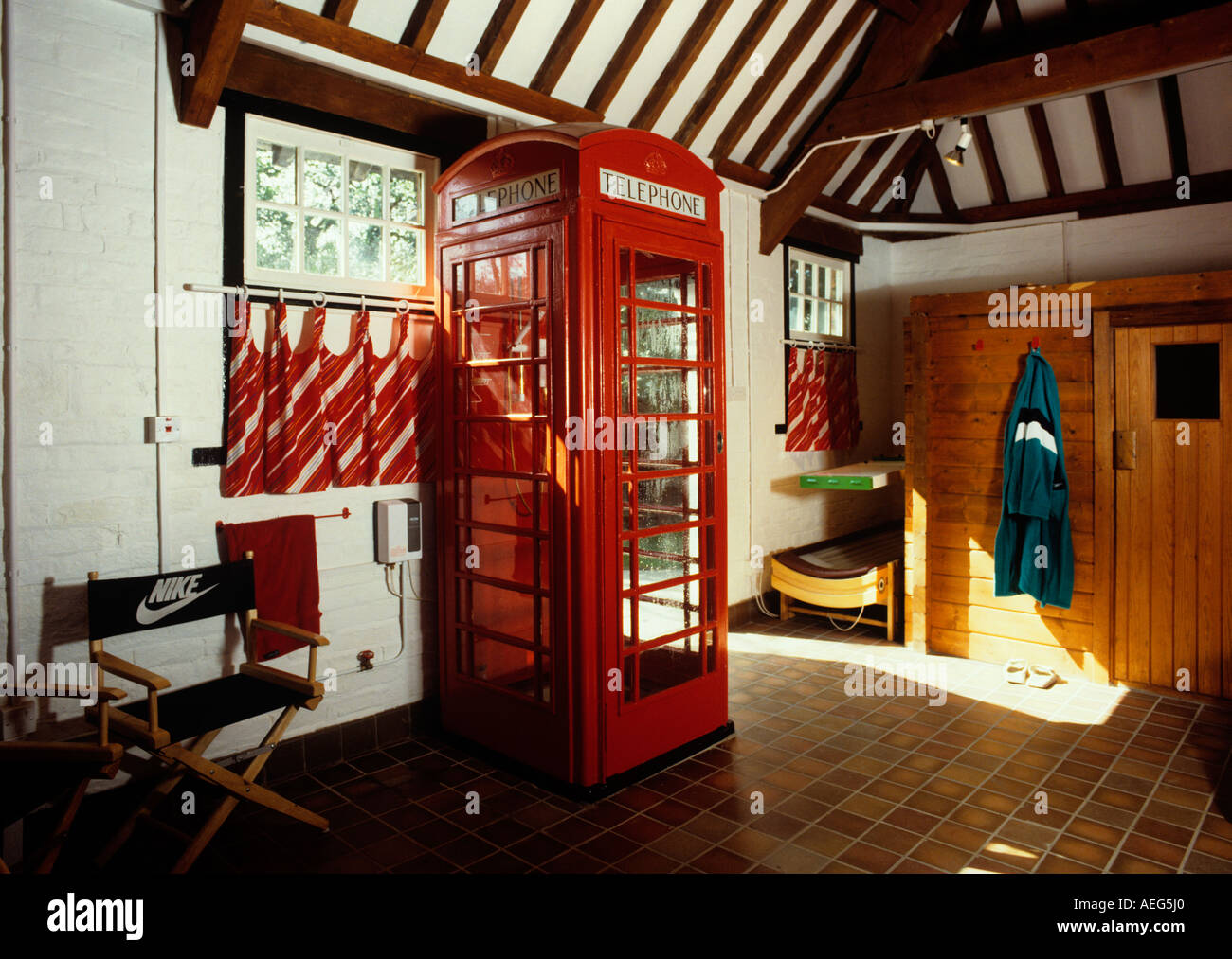 UK, Cheshire Alderley Edge K6 Phone box converted into shower cubicle ...