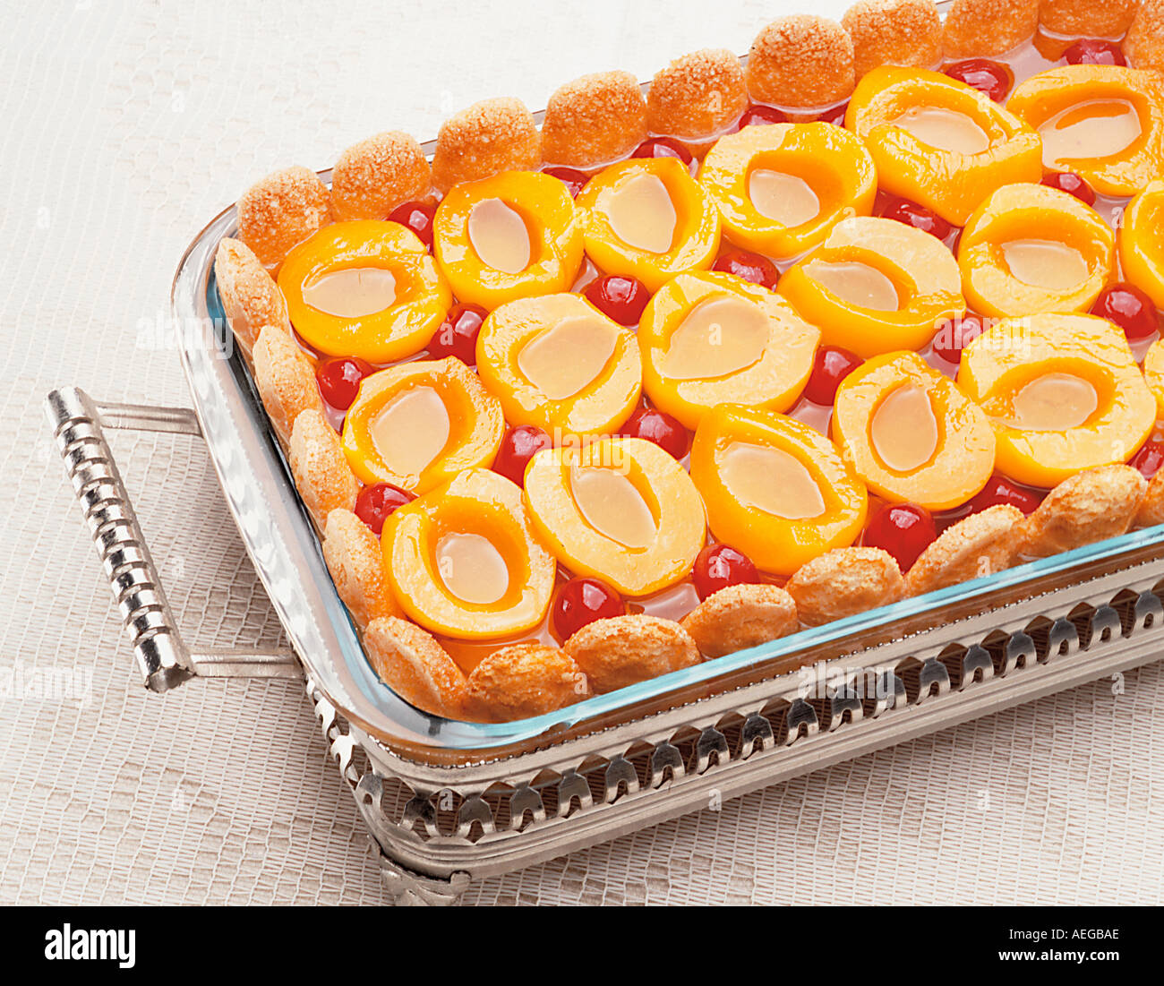 Food tray dessert peach peaches champagne biscuits tasty final course ...