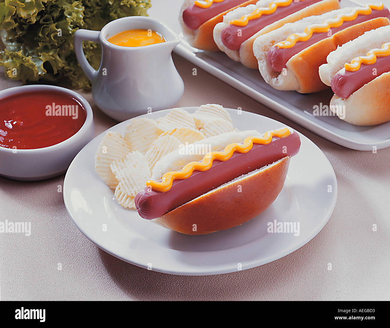 Food buns sausage snack sausages catchup ketchup catch up mustard chips ...