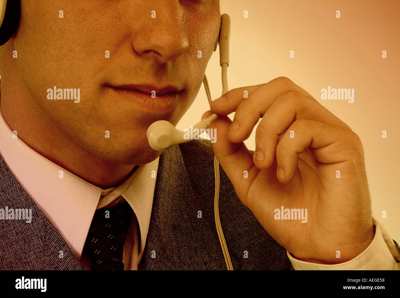 Businessman person man headset microphone profile operator handsfree ...