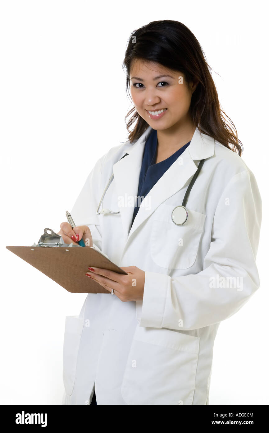 Asian doctor with chart Stock Photo - Alamy