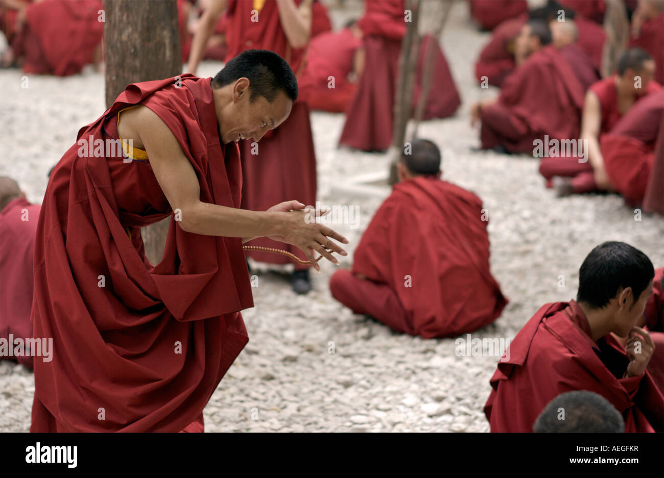 Debating Monk Sera Lhasa Tibet Stock Photo - Alamy