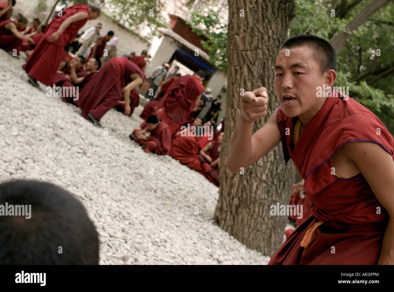 Debating Monk Sera Lhasa Tibet Stock Photo - Alamy