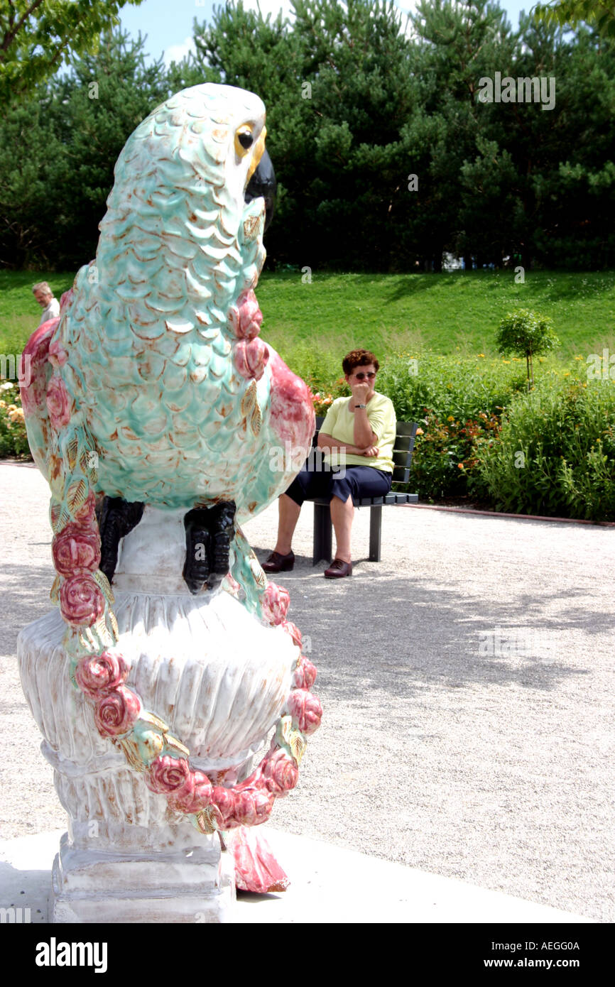 senior lady a tired visitor resting next to Nymphenburg porcelain ...