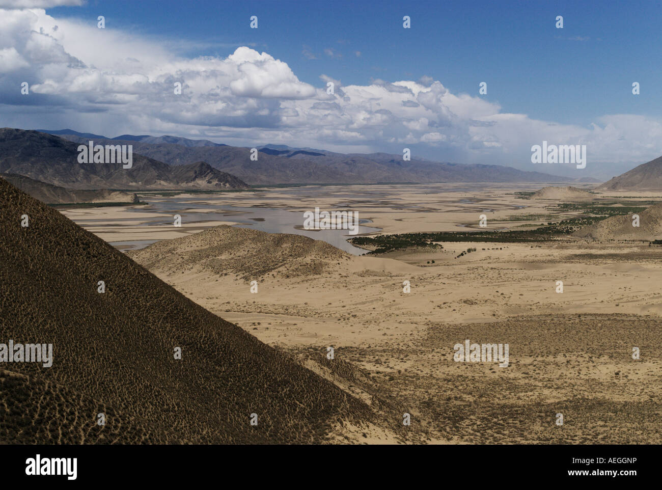 View across Tibetan valley Stock Photo - Alamy