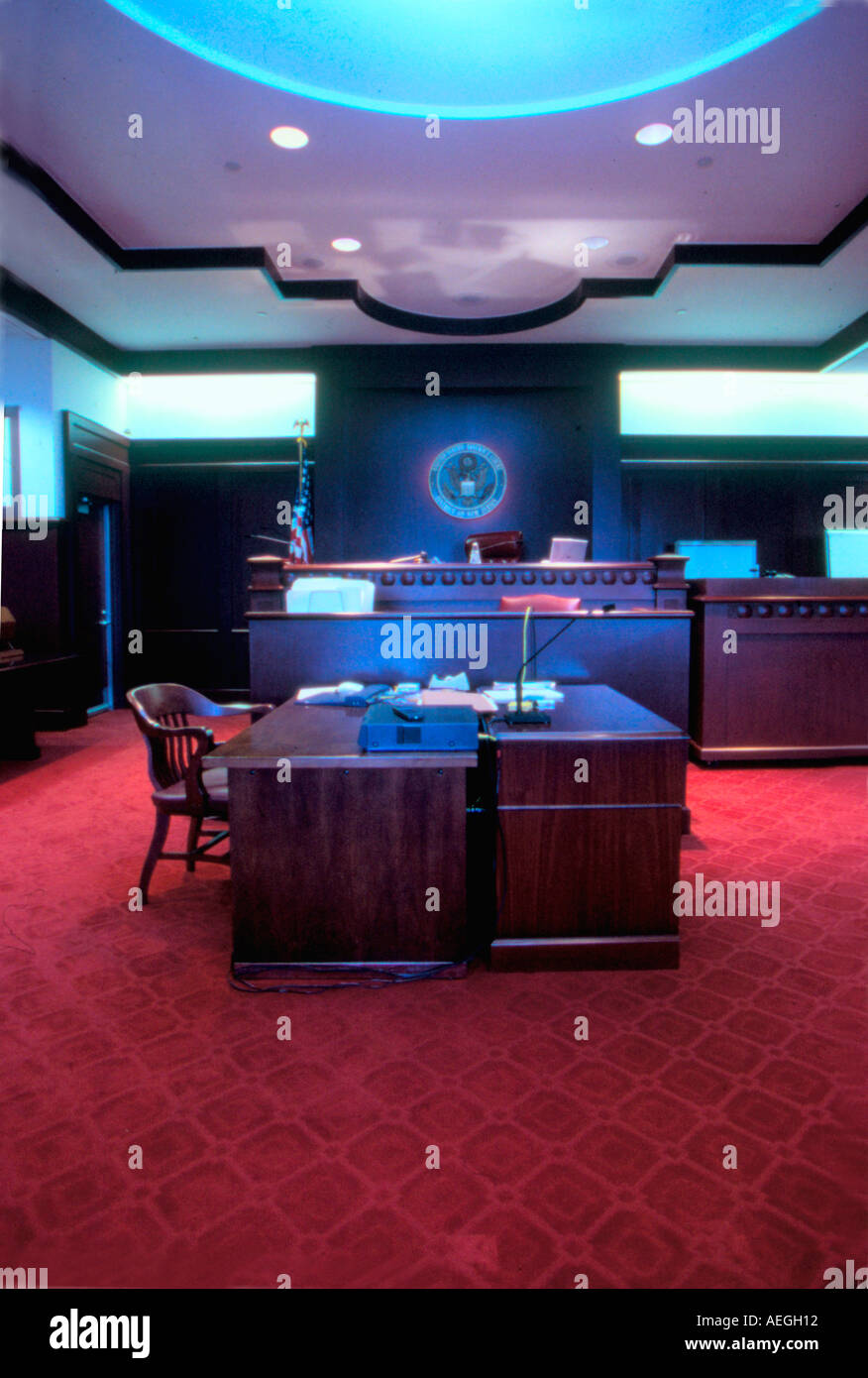 Interior of courtroom Stock Photo - Alamy