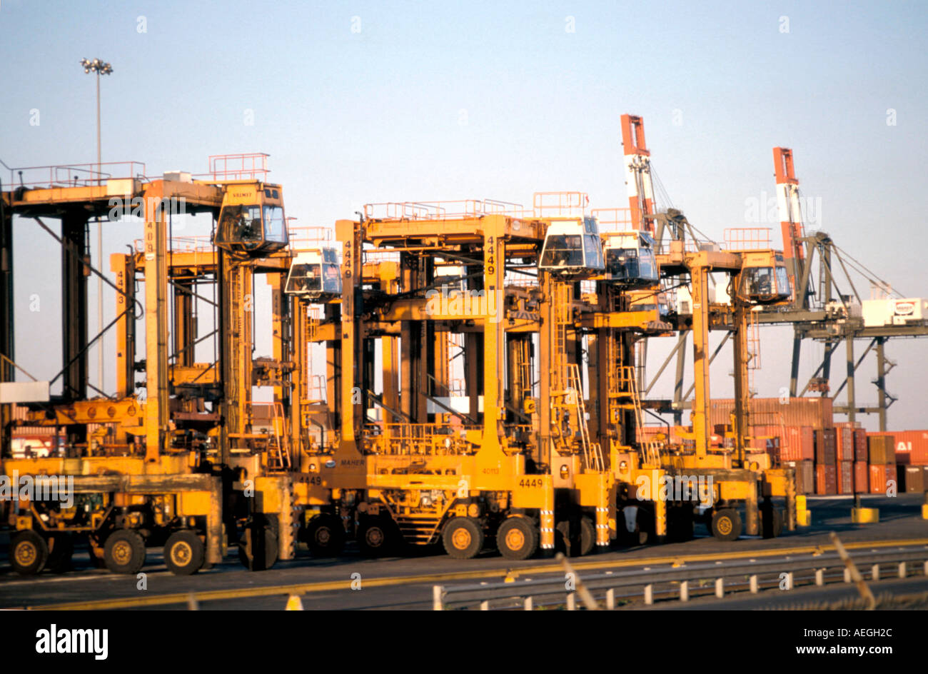 Container moving trucks Stock Photo - Alamy