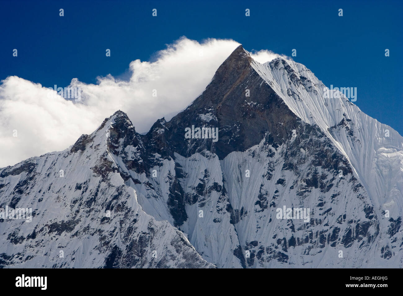 Machhapuchhare, Fish Tail mountain seen fron the Annapurna Sanctuary ...
