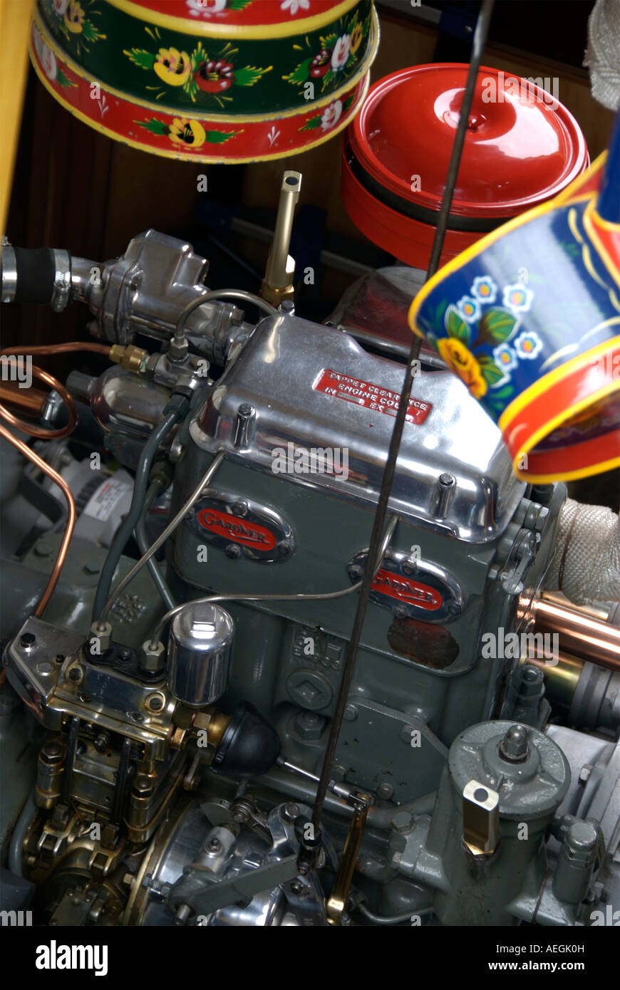 Detail of a long boat's engine Stock Photo - Alamy