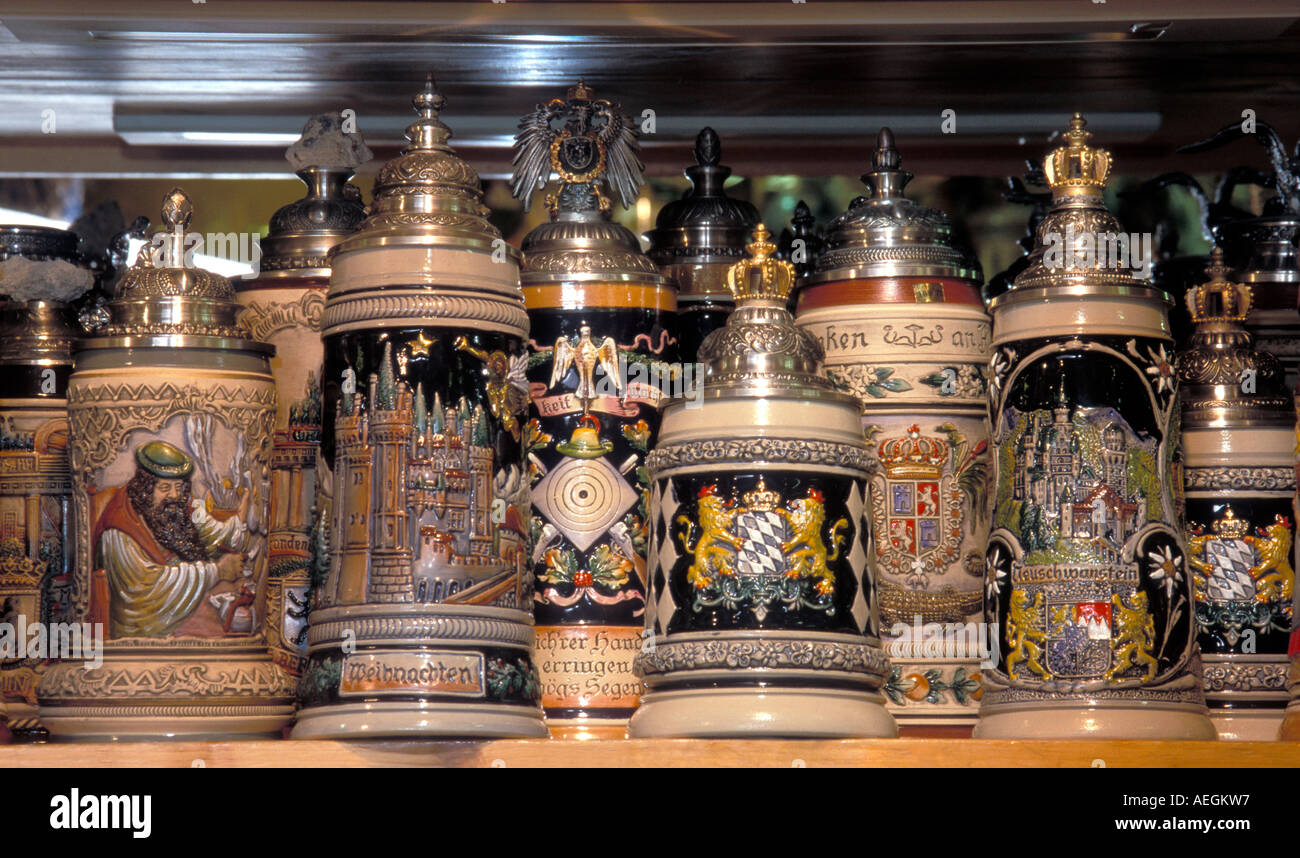 Germany Bavaria Munich beer mugs Stock Photo - Alamy