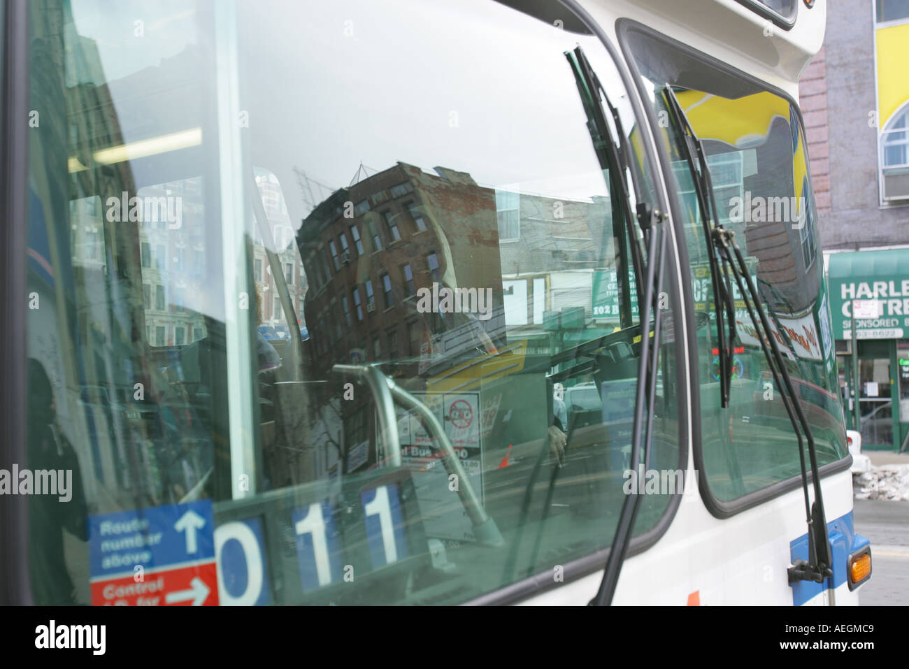 Reflection on City bus window Stock Photo - Alamy