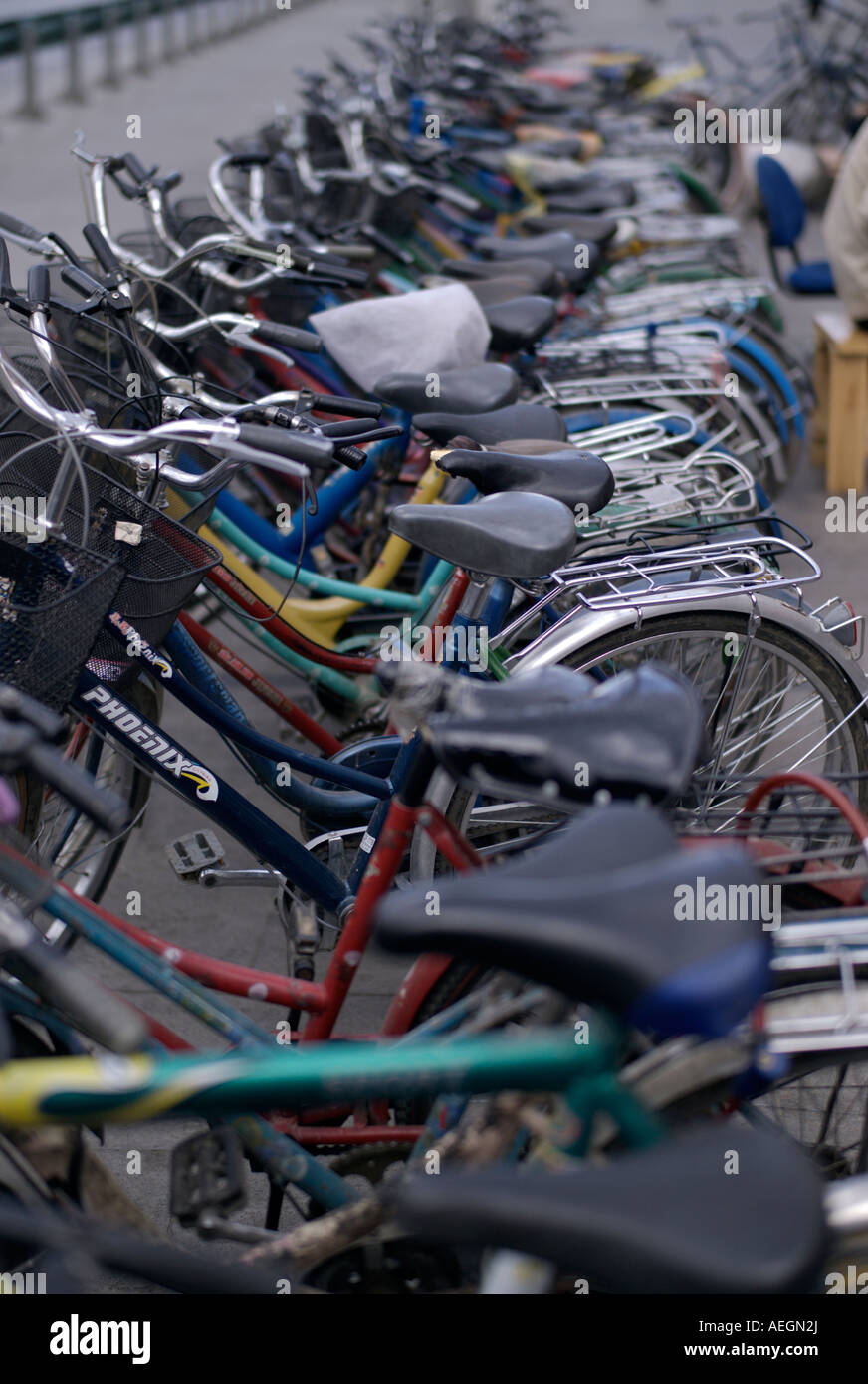 Row of bicycles in Lhasa Stock Photo - Alamy