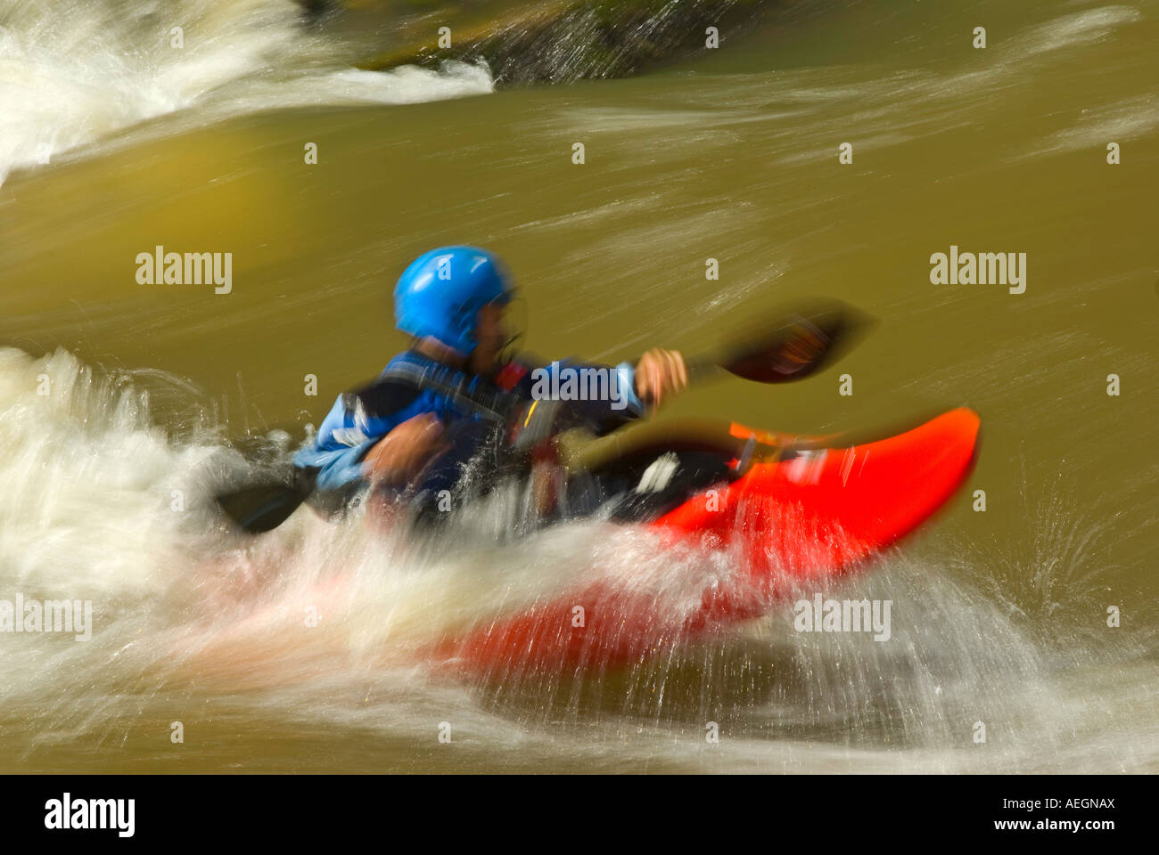 Kayaking the whitewater on the Rio Grande south of Taos, New Mexico ...