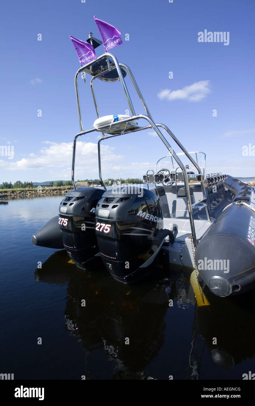 Rigid hull inflatable motorboat Sotkamo Finland Europe Stock Photo - Alamy