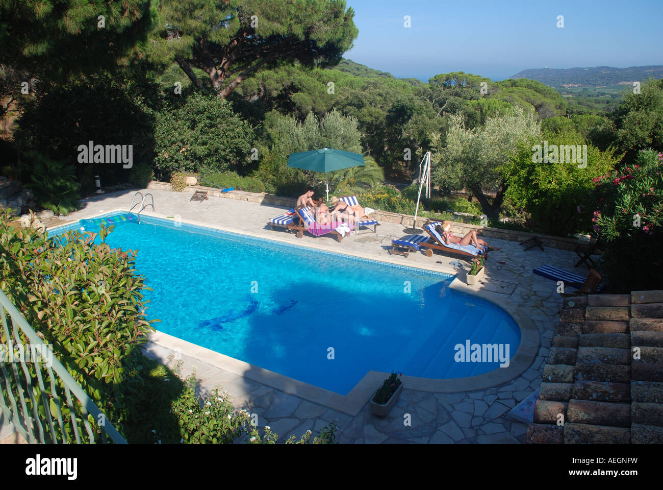 Family swimming pool france hi-res stock photography and images - Alamy
