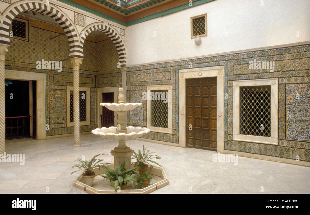 Tunisia Tunis the Bardo Museum typical Islamic courtyard Stock Photo ...