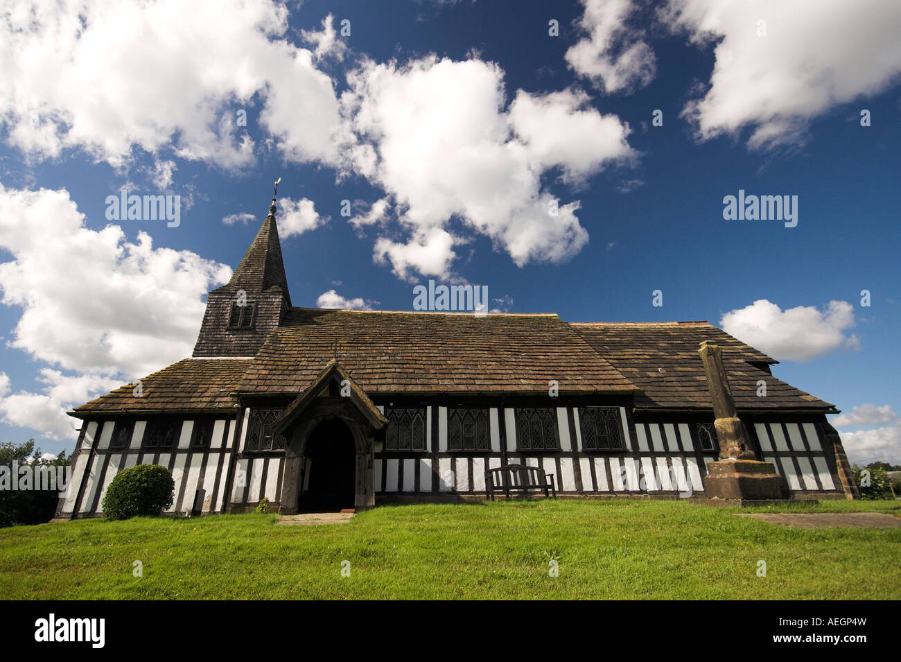Medieval church with timber frame construction hi-res stock photography ...