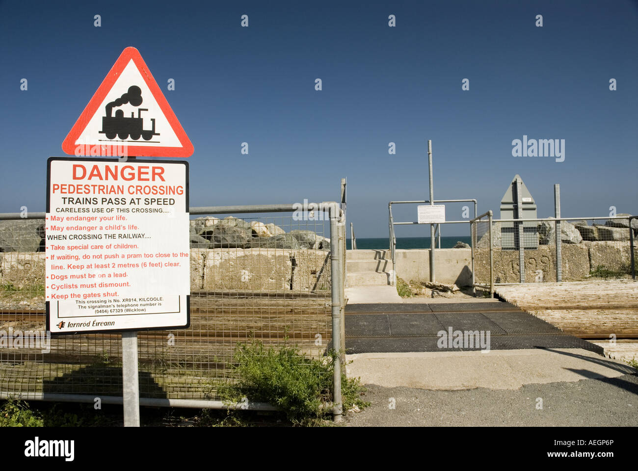 Pedestrian Crossing to Beach, Kilcoole, Co. Wicklow, Ireland Stock ...