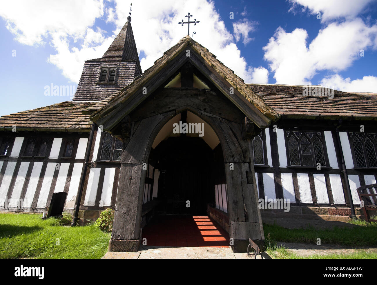 Timber framed, Marton Church, Congleton Road, Cheshire, UK Stock Photo ...
