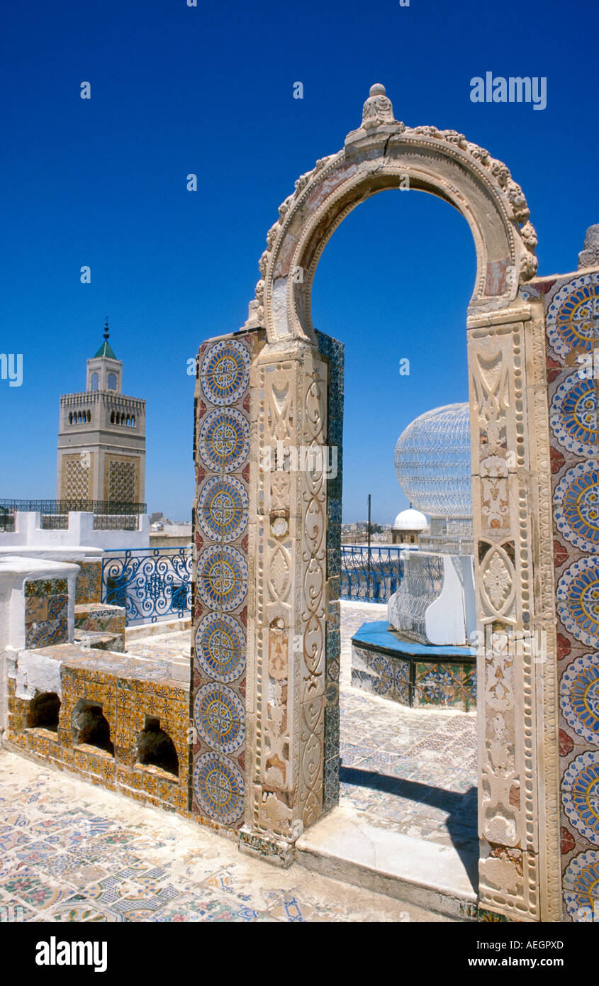 Tunisia Tunis view of the Great Mosque from an open rooftop Stock Photo ...