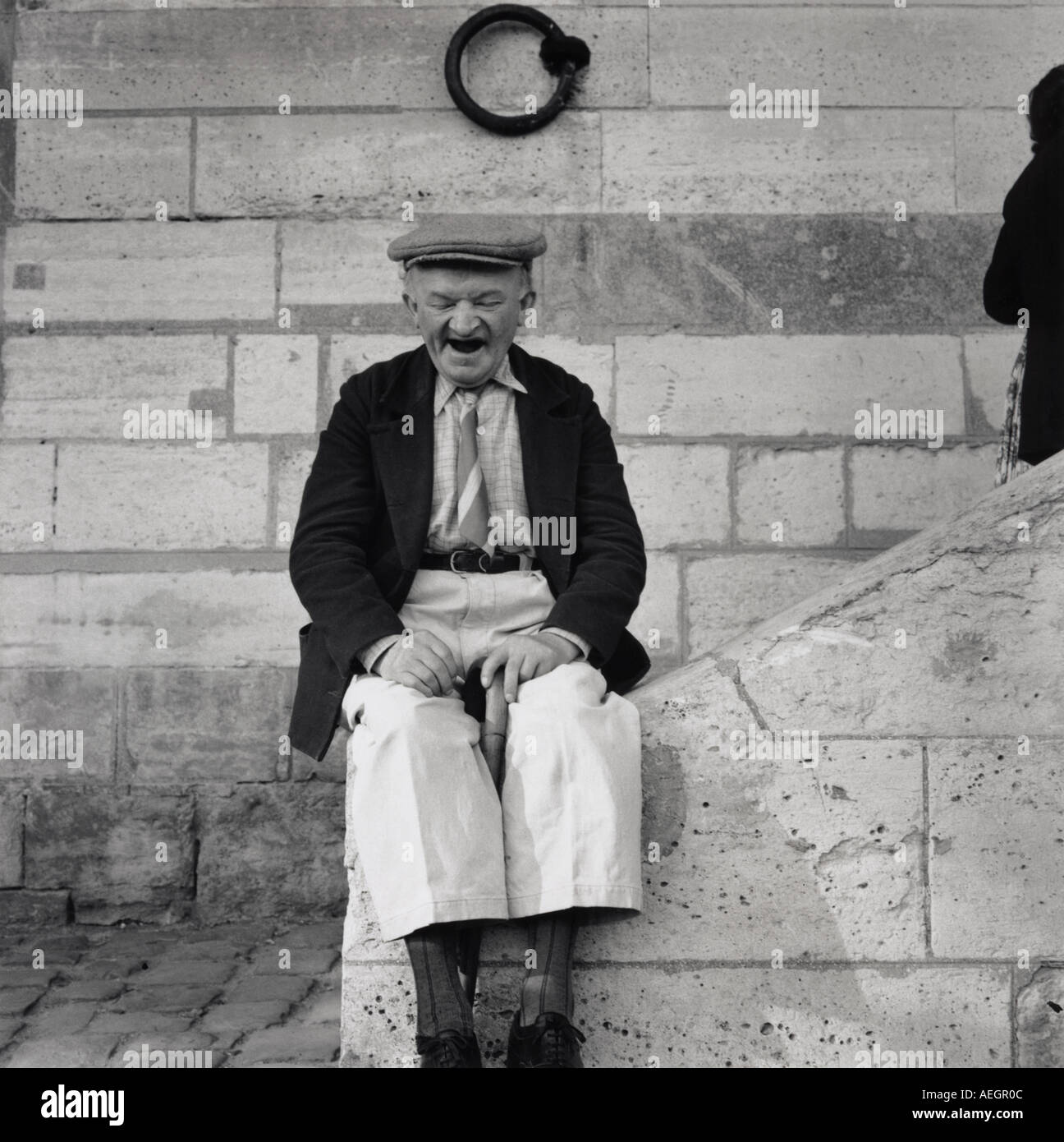 Paris Ile St Louis Quai old man First Time Paris 1957 Stock Photo - Alamy