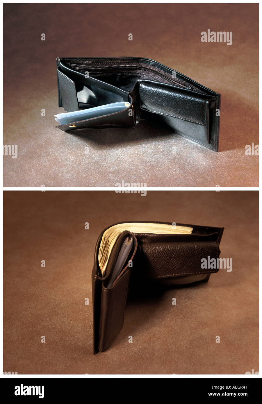 Before and after wallet Stock Photo - Alamy