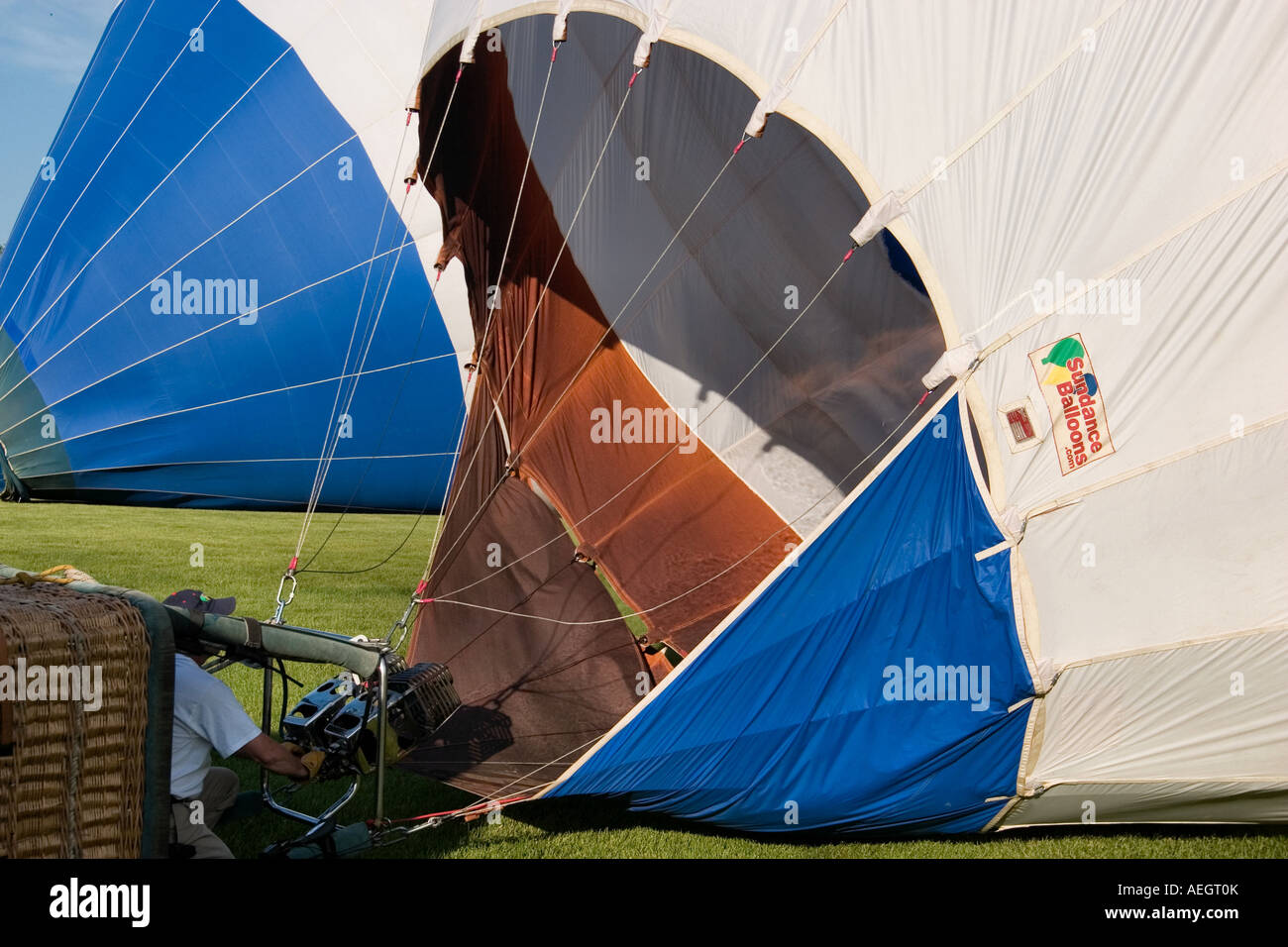 Inflating hot air balloon Stock Photo - Alamy