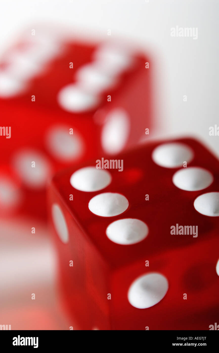 Cherry red gaming dice showing double six' on a white background Stock ...