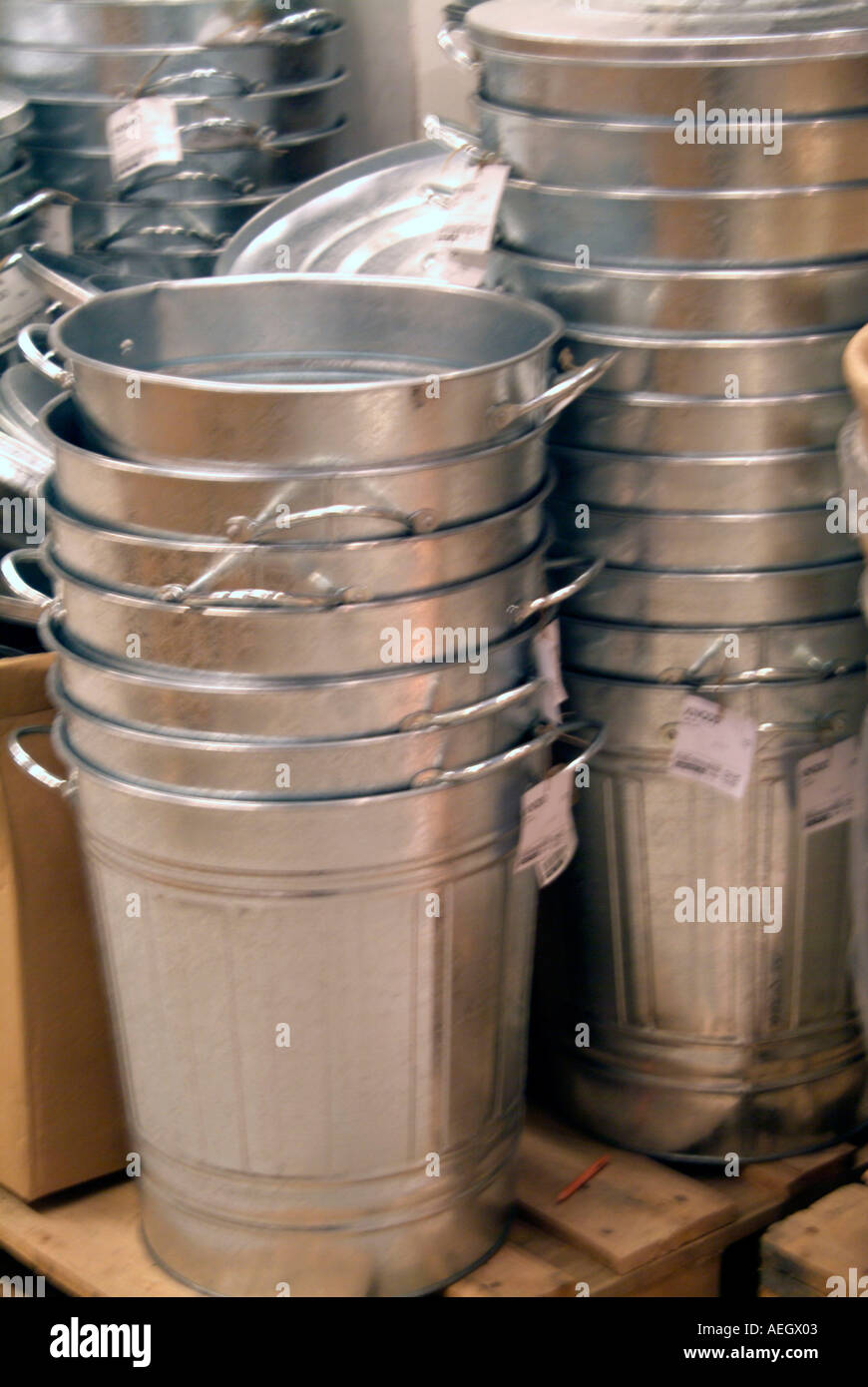 Display of pails Stock Photo - Alamy