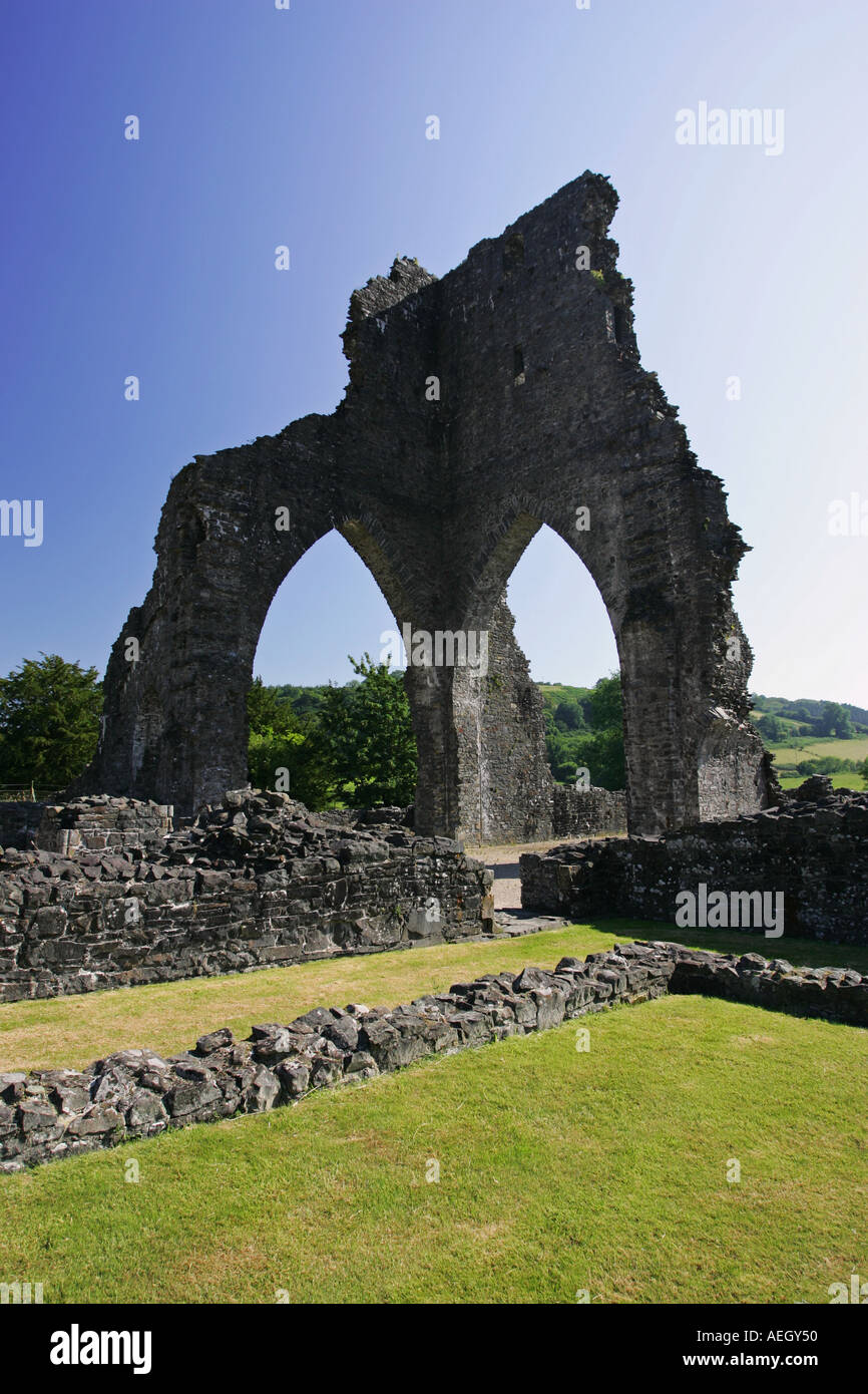 The main tower ruins of beautiful Welsh tourist attraction Talley Abbey ...