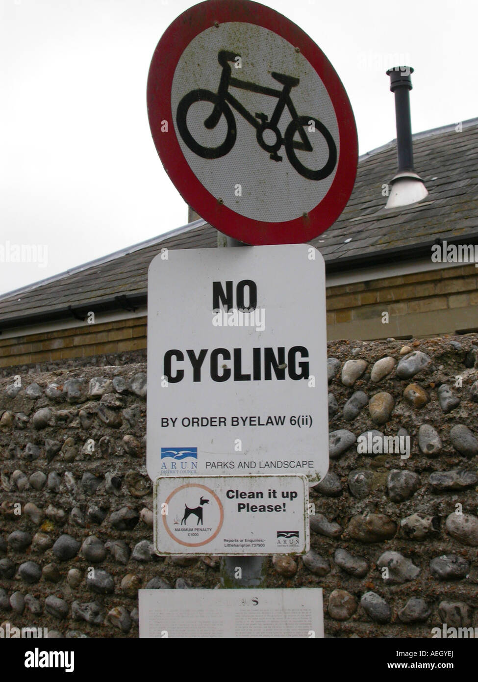 No Cycling road sign Ferring West Sussex Stock Photo - Alamy