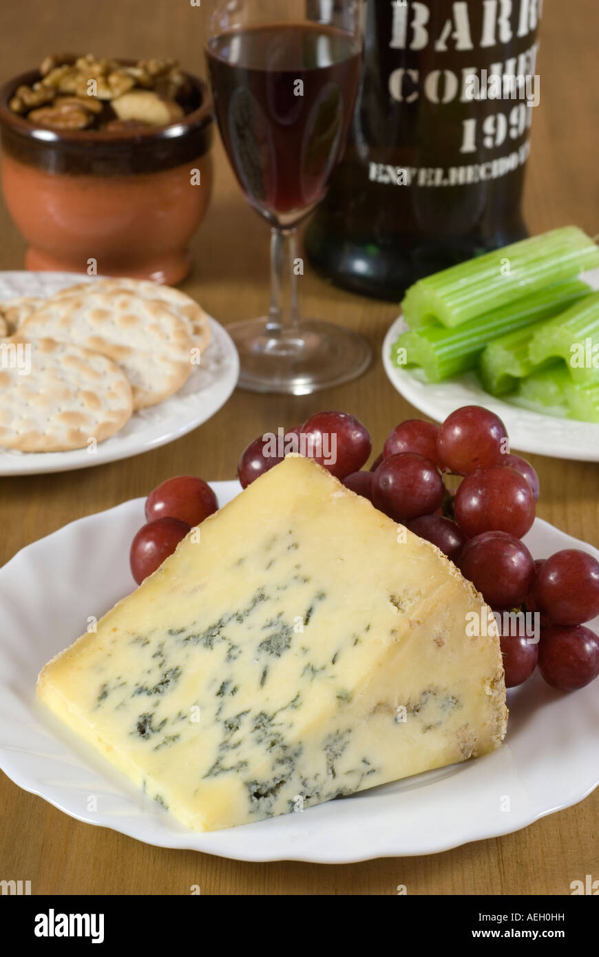 Port and stilton cheese Traditional food UK Stock Photo - Alamy