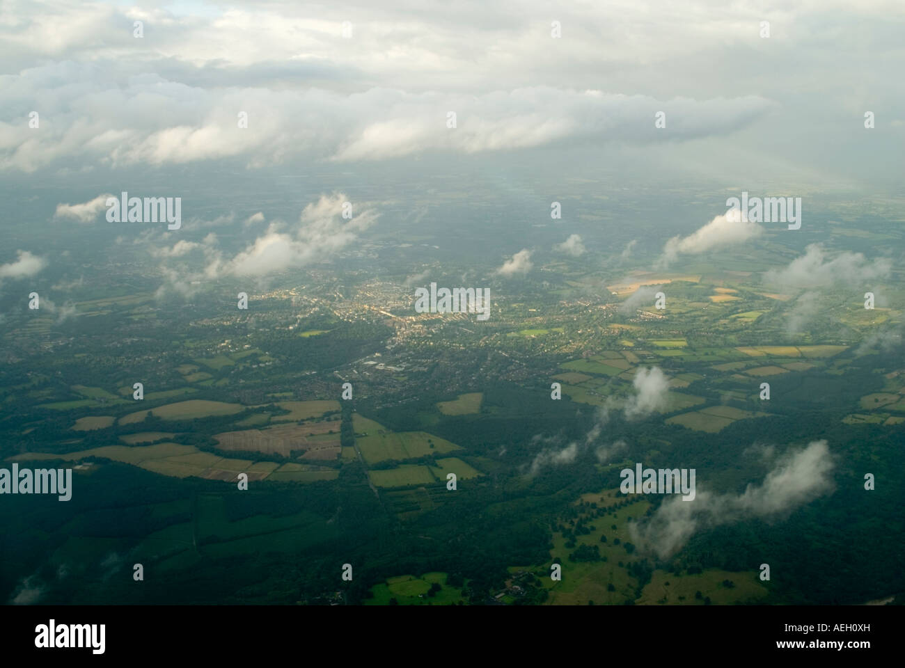 Aerial flying in front village hi-res stock photography and images - Alamy