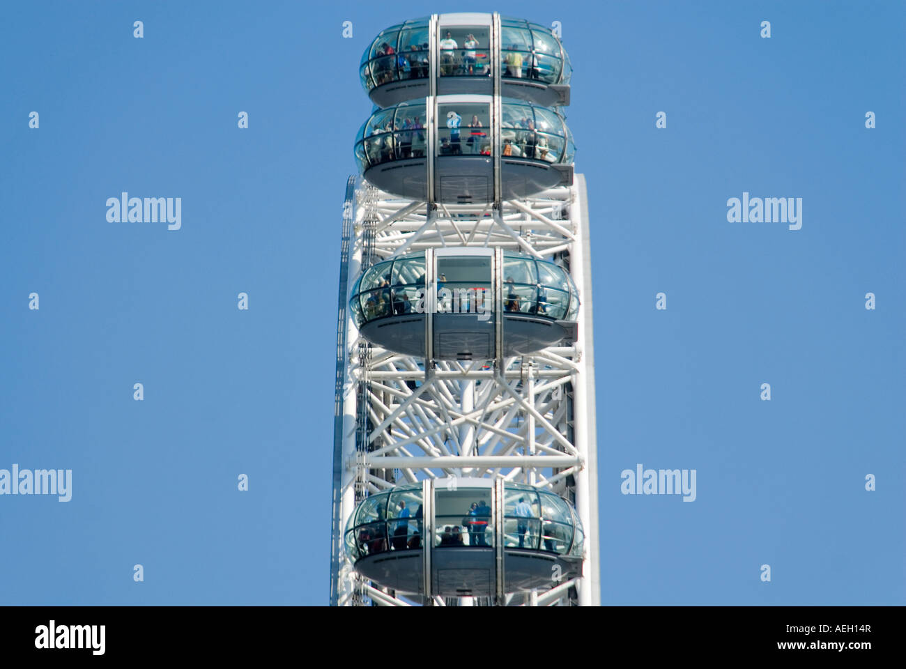 Horizontal close up of the top capsules on the London Eye, aka ...
